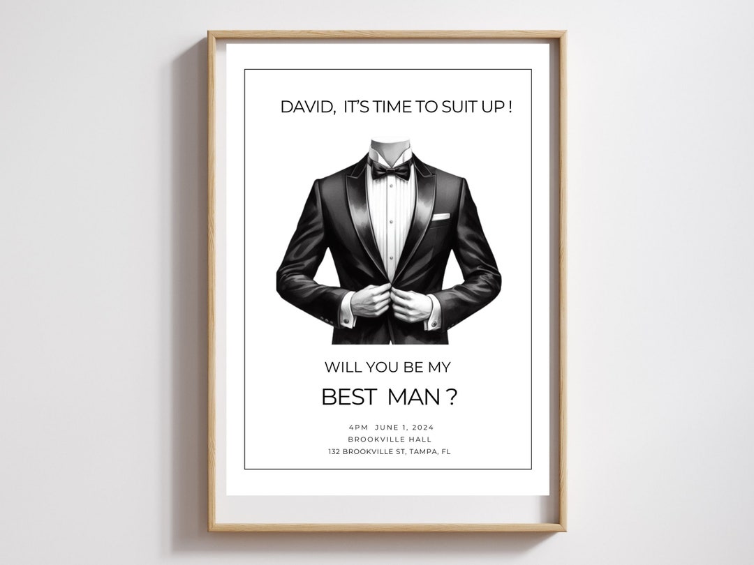Printable Best Man and Groosman Card, Be My Best Man Proposal Template ...
