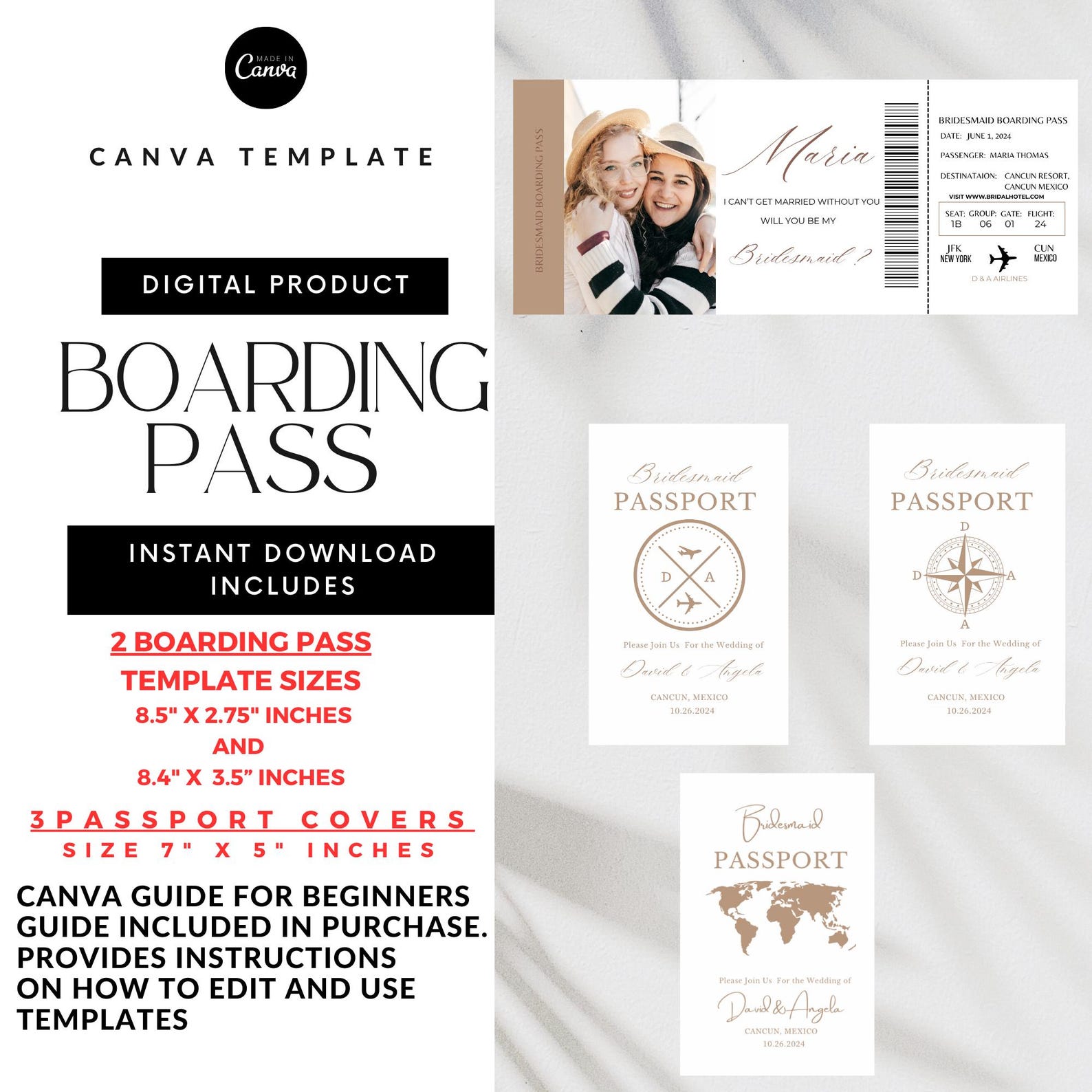 Bridesmaid Proposal Boarding Pass Template: Destination Wedding (digital Download) - Etsy