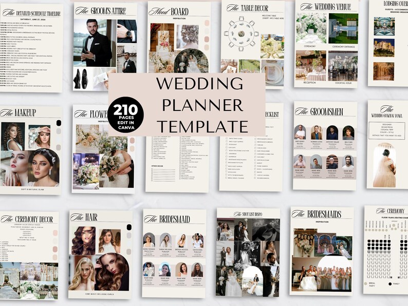 Canva Editable Wedding Planner Template, Wedding Day Binder, (digital ...