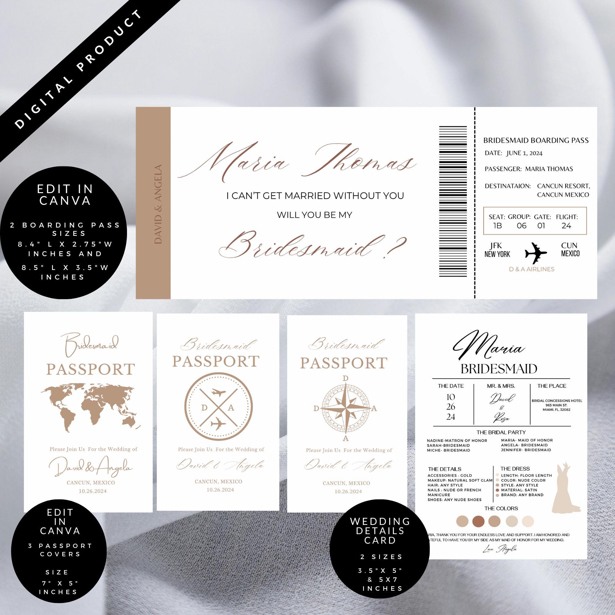 Bridesmaid Proposal Boarding Pass, Printable Bridesmaid Proposal ...