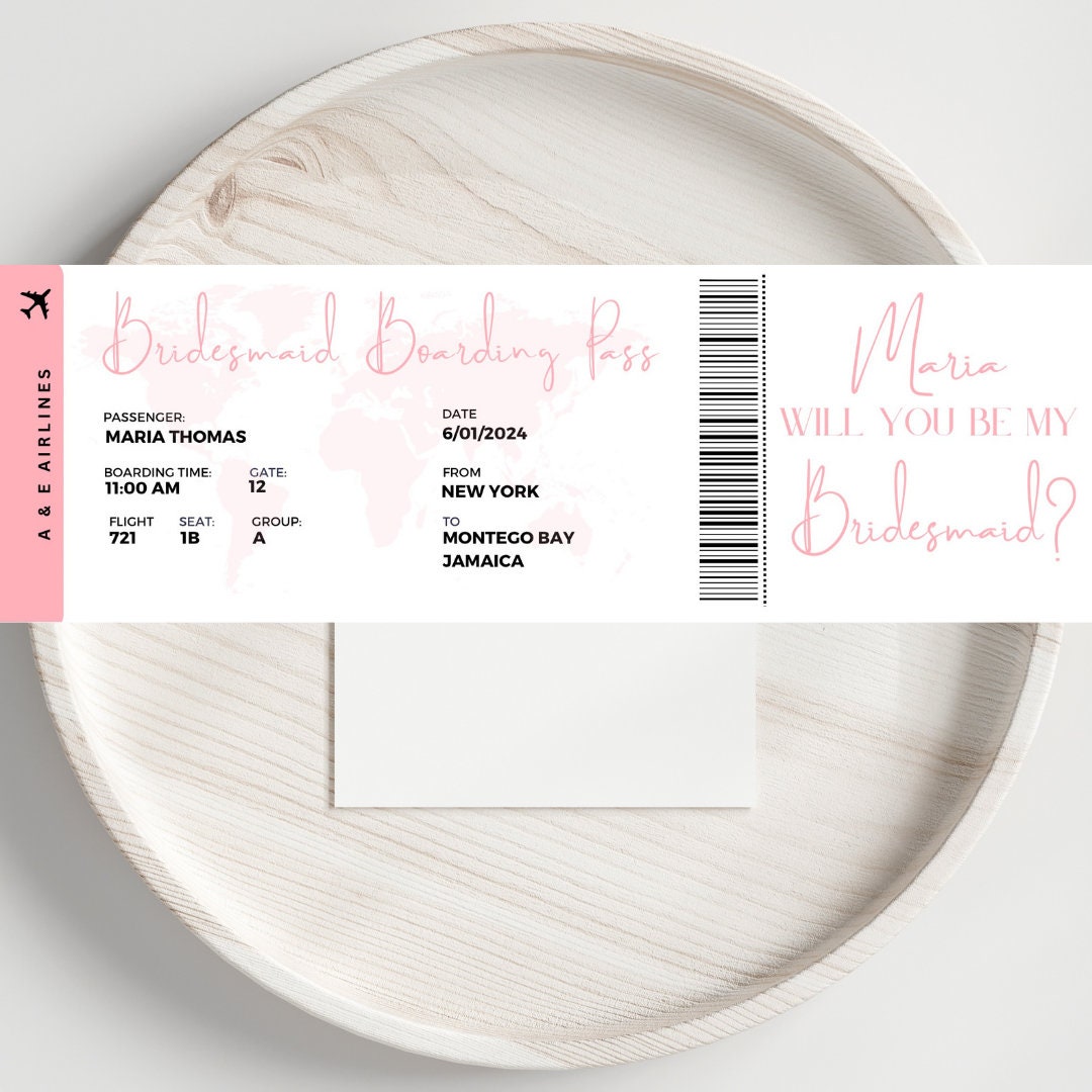 Bridesmaid Proposal Boarding Pass & Passport Template (digital Download ...