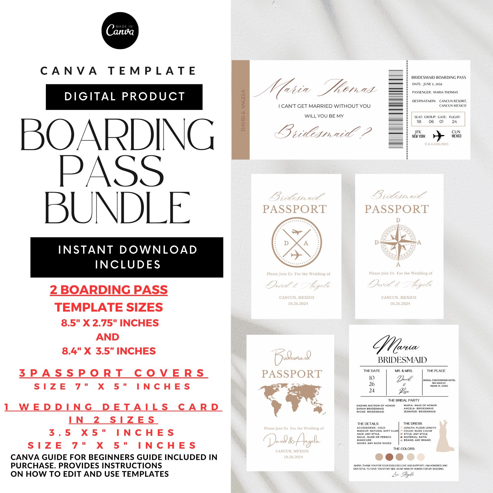 Bridesmaid Proposal Boarding Pass, Printable Bridesmaid Proposal ...