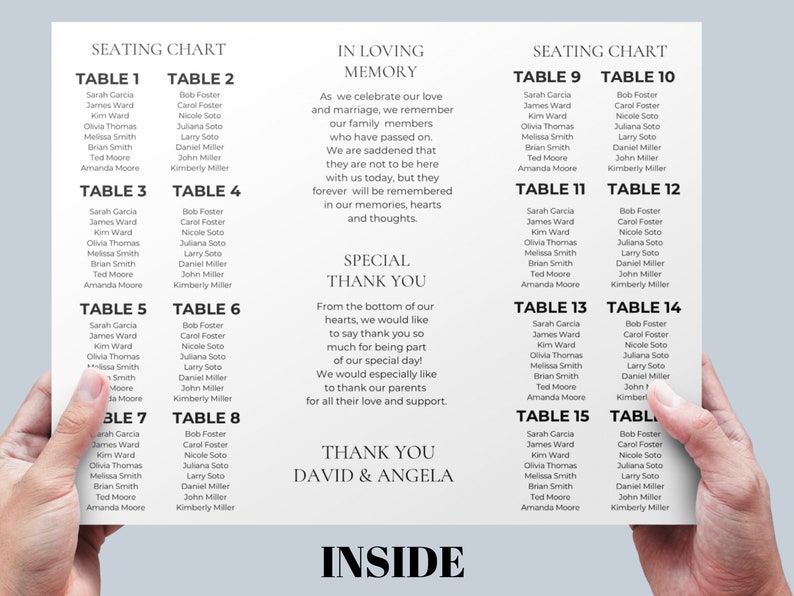 Trifold Wedding Program Template, Wedding Seating Chart, Printable ...