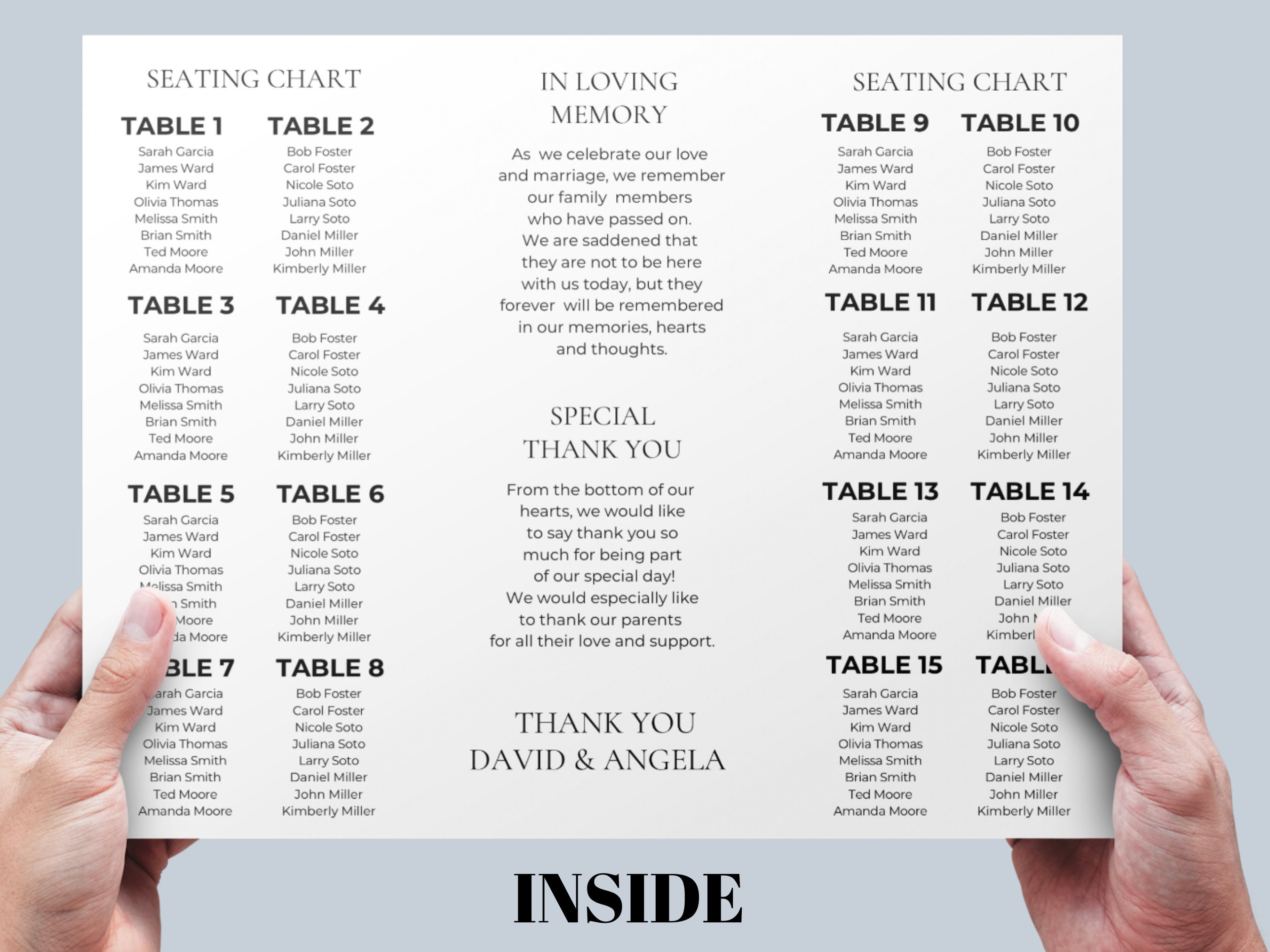 Trifold Wedding Program Template, Wedding Seating Chart, Printable ...