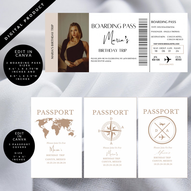 Editable Boarding Pass Template, Printable Airline Ticket, Boarding ...