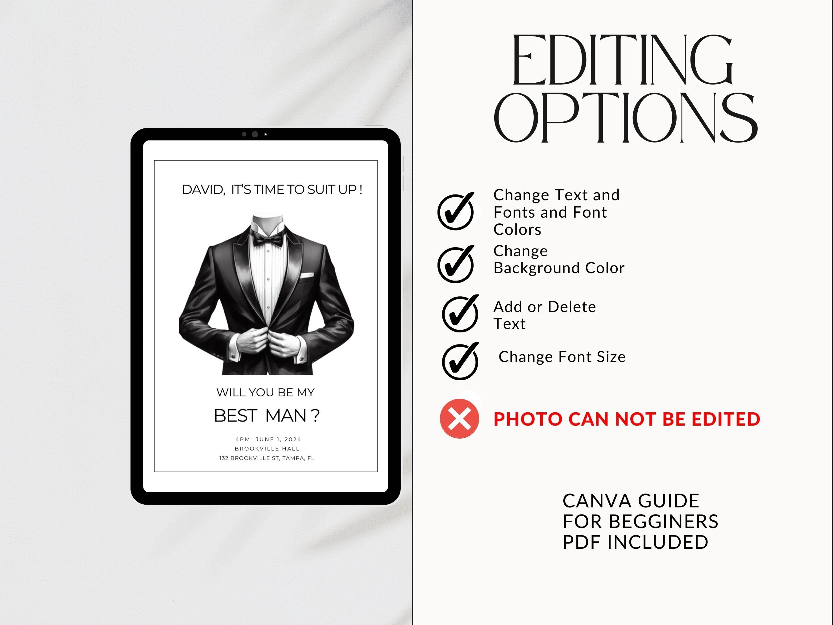 Printable Best Man and Groosman Card, Be My Best Man Proposal Template ...