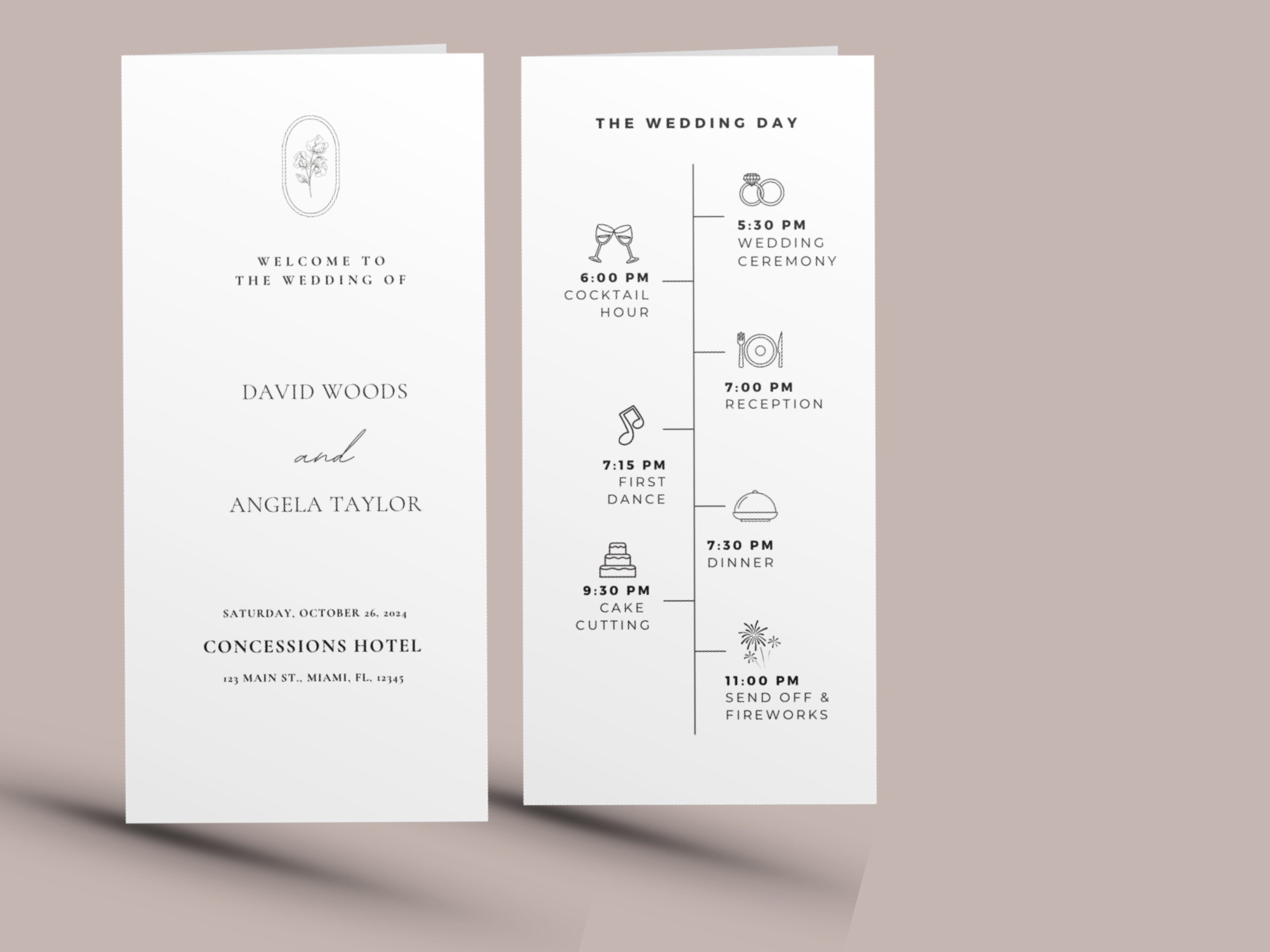 Trifold Wedding Program Template, Wedding Seating Chart, Printable ...