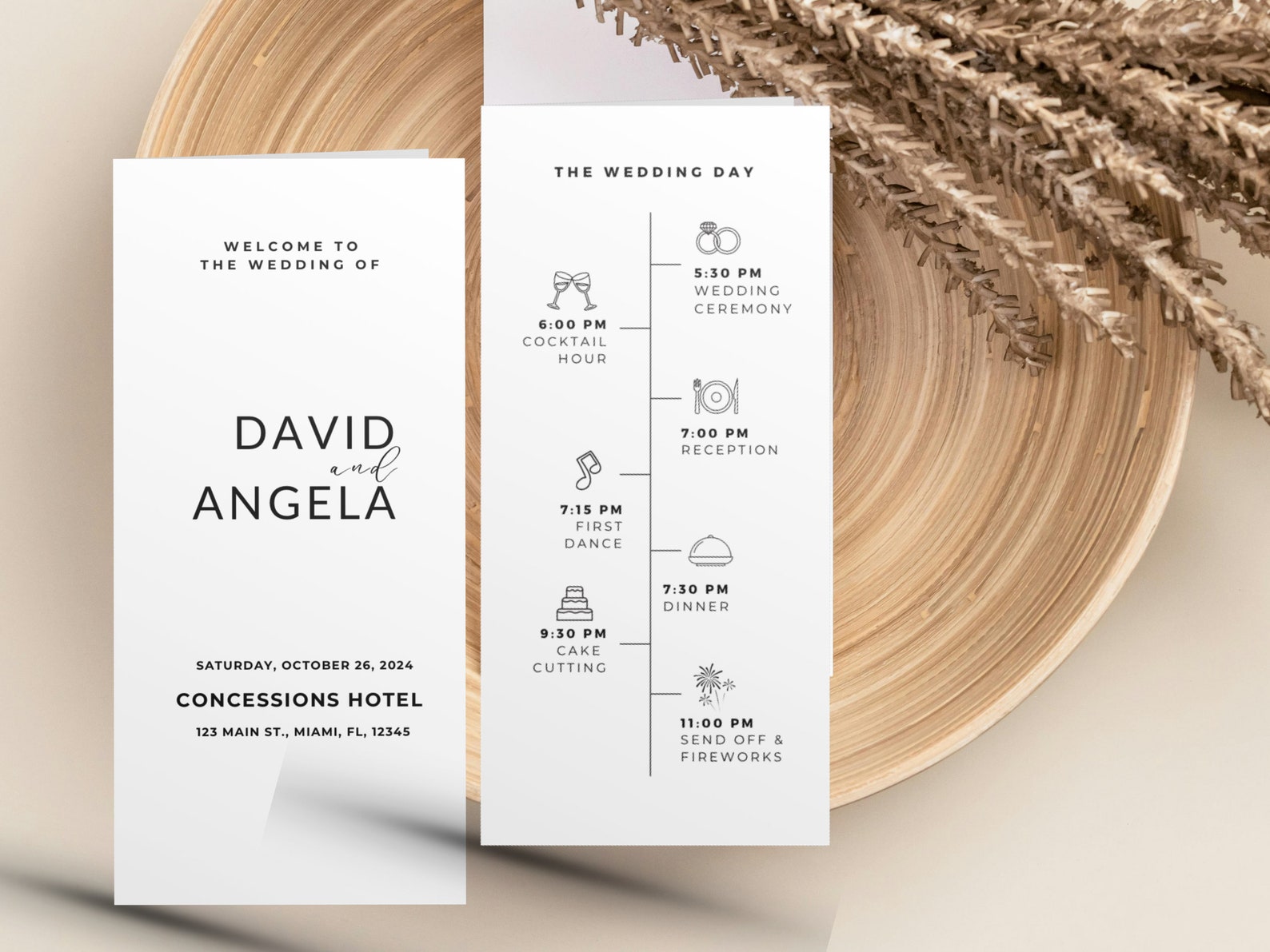 Trifold Wedding Program, Seating Chart Wedding Template, Wedding Day ...