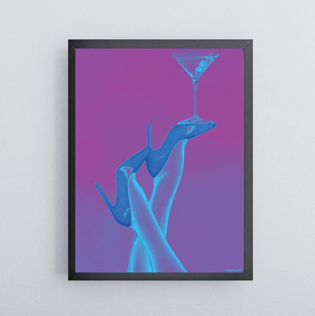 Stilettos and Dirty Martini Poster, Chic Wall Decor, Glamour Art Print ...