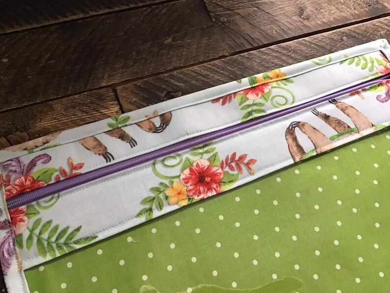 Sloth themed vinyl front project bag | Etsy