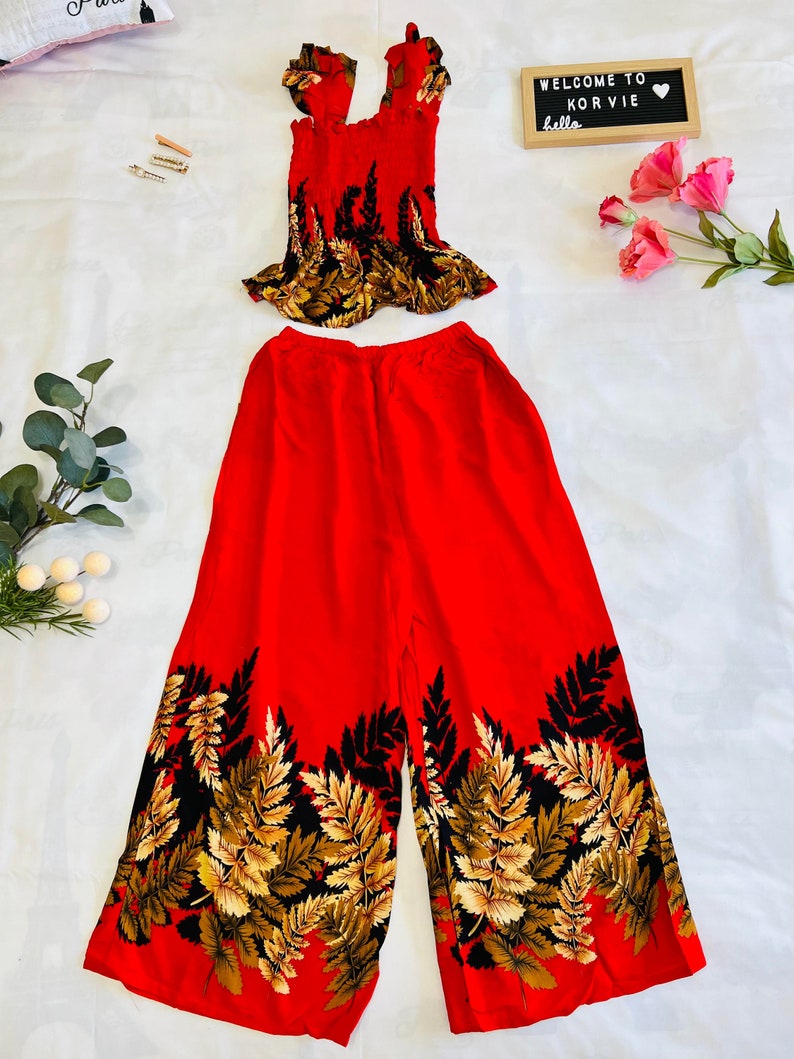 Vacation Sundress Set Crop Top and Pant Swing Sleeveless Summer Dresses ...