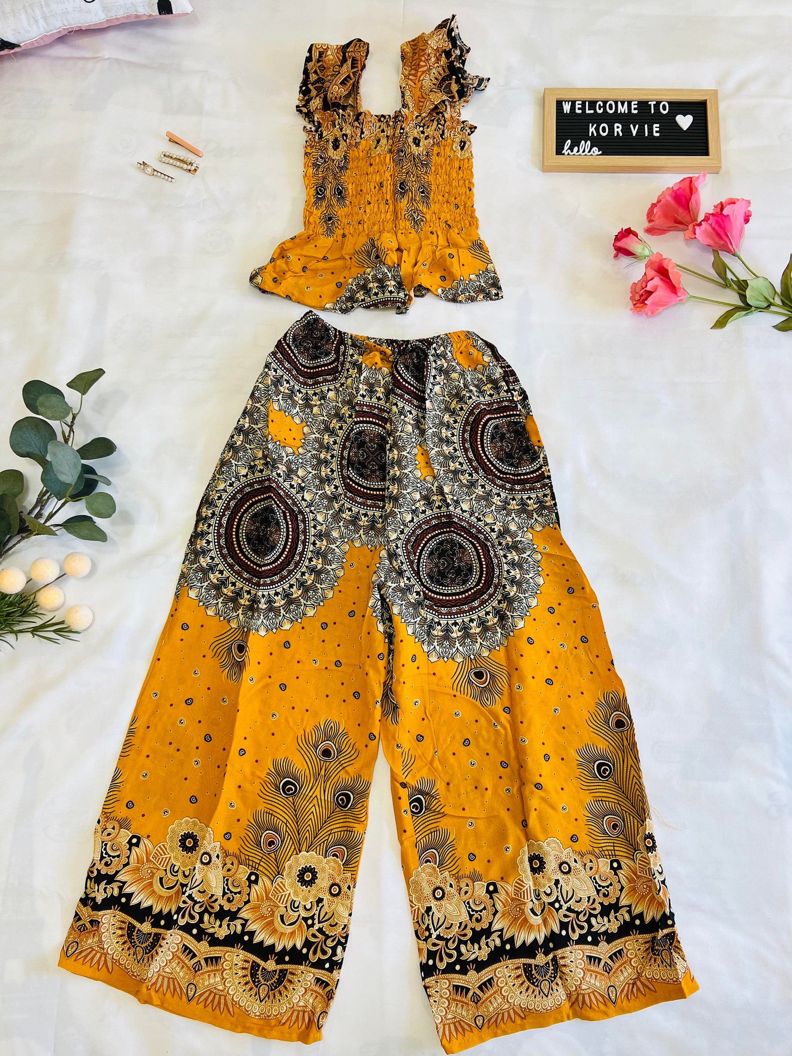 Vacation Sundress Set Crop Top and Pant Swing Sleeveless Summer Dresses ...