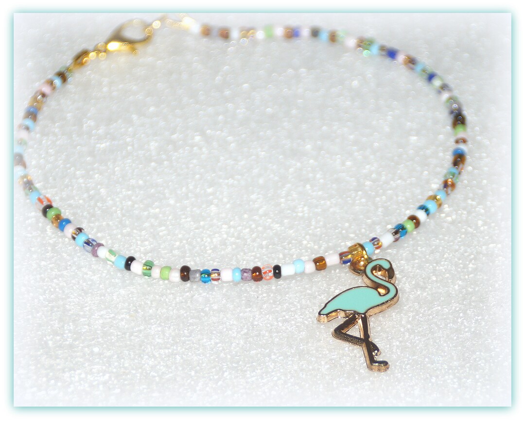 Anklet Colorful With Flamingo, Ankle Bracelet With Pendant - Etsy