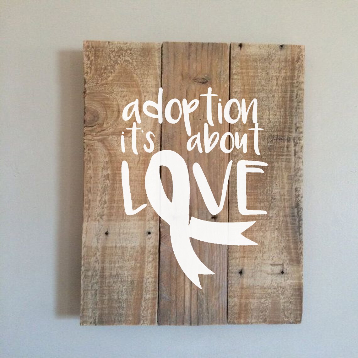 Adoption It's About LOVE... White Ribbon Awareness Support Vinyl Decal ...