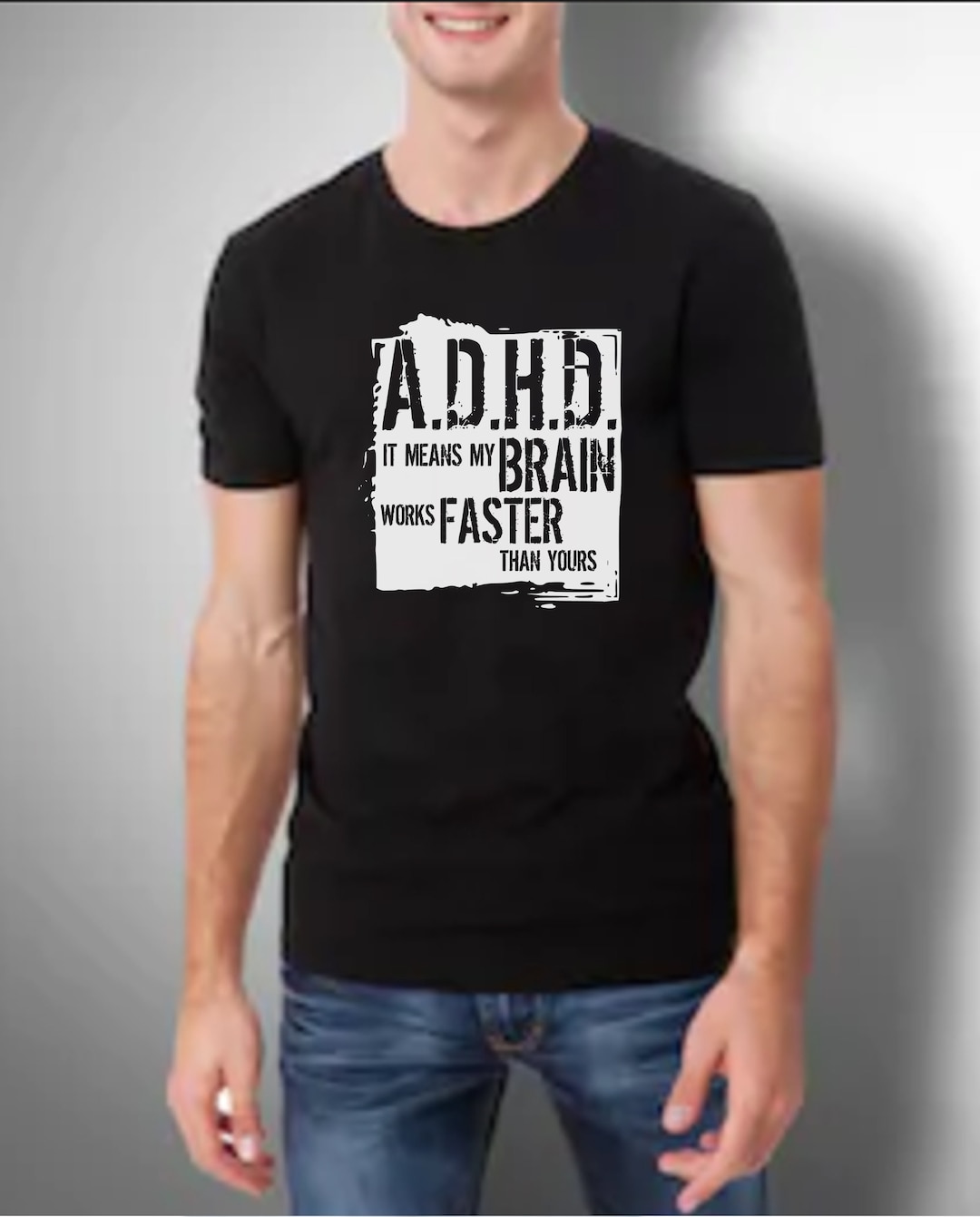 ADHD Means My Brain Works Faster Distressed Snarky Smart - Etsy