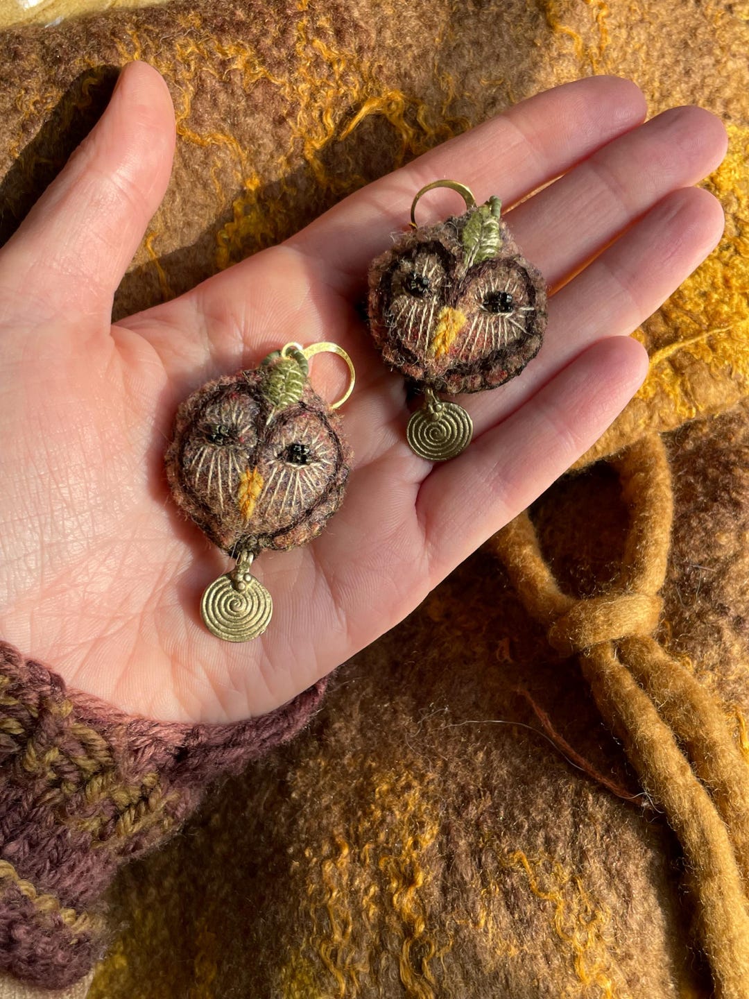 Hand Embroidered Wool Barred Owls - Etsy