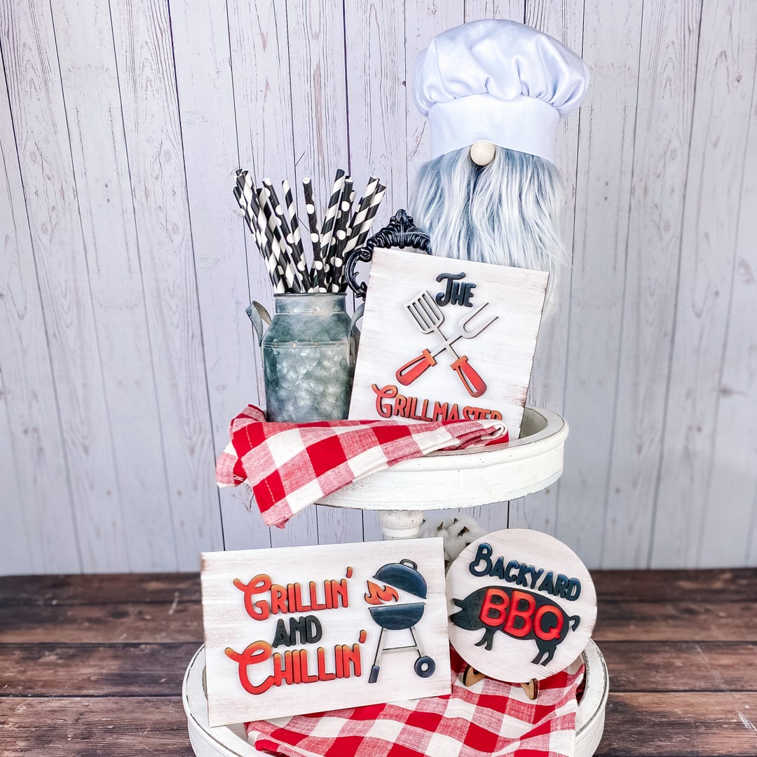 Bar-b-que Mini 3D Signs, Grill Master, BBQ, Cookout, Summer Tier Tray ...