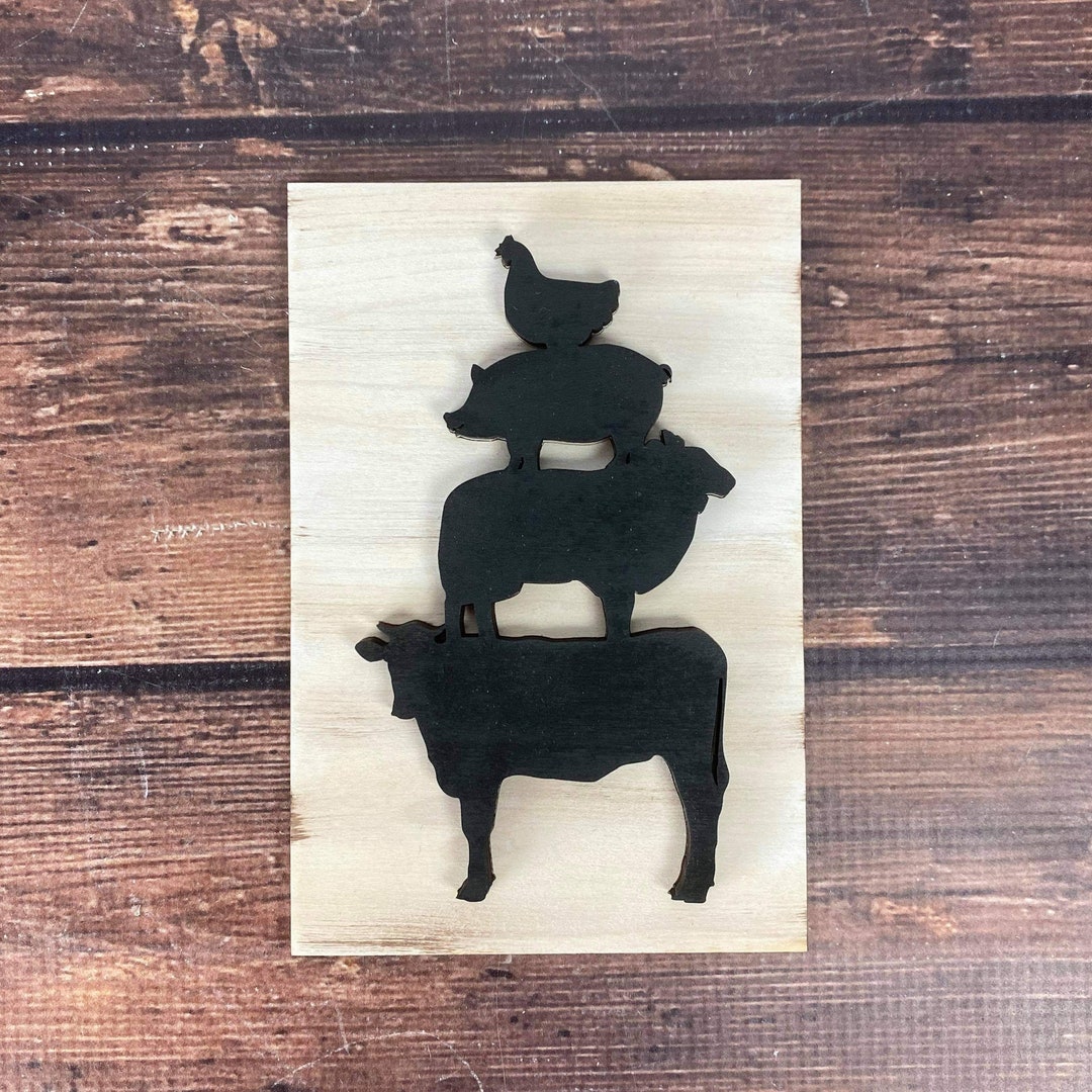 Mini Farm Animal Stack Sign: Farmhouse Tiered Tray Decor - Etsy