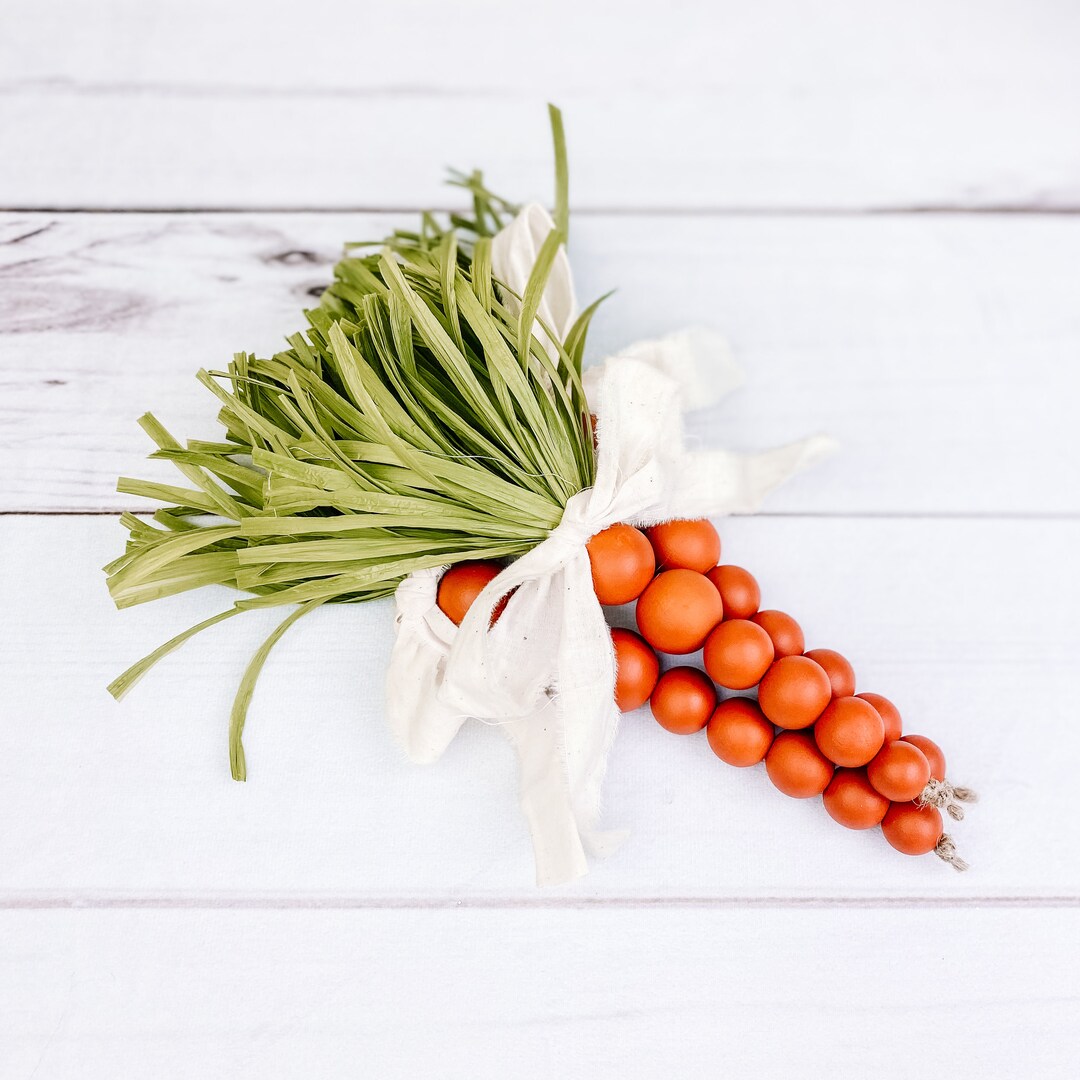 Wood Bead Carrots, Farmhouse Spring Decor, Easter Carrots, Springtime ...