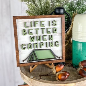 Handcrafted Camping Tiered Tray Decor Set: Rustic Woodland Charm - Etsy