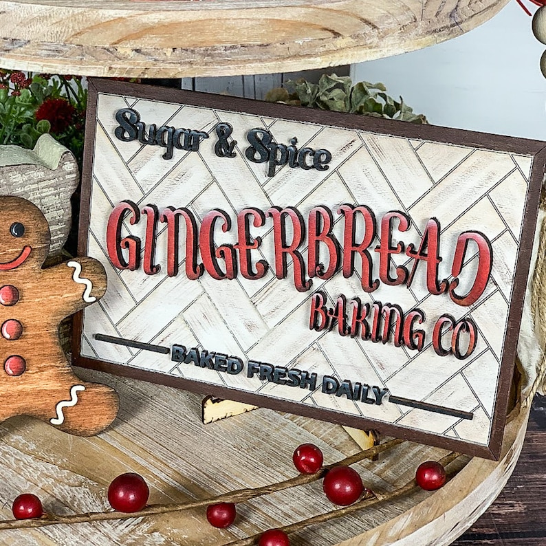 Gingerbread Sign Tier Tray Tiered Tray Decor Bundle - Etsy