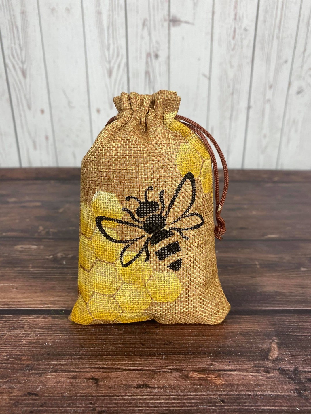 Bee Decor, Small Burlap Bag, Honey Bee Bag, Bumble Bee Tiered Tray ...