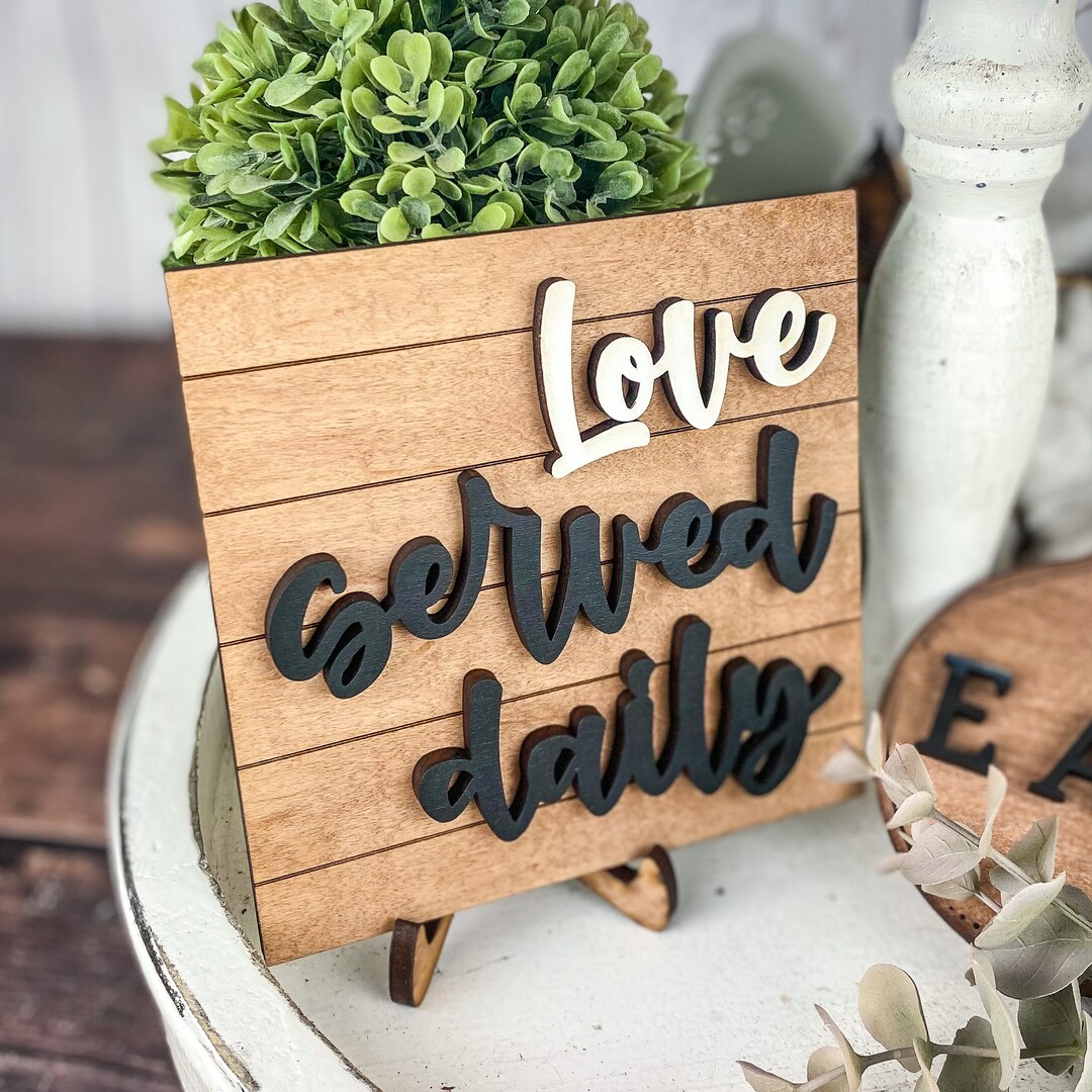 Love Served Here Sign, Mini Signs, Farmhouse Kitchen Decor, Farmhouse ...