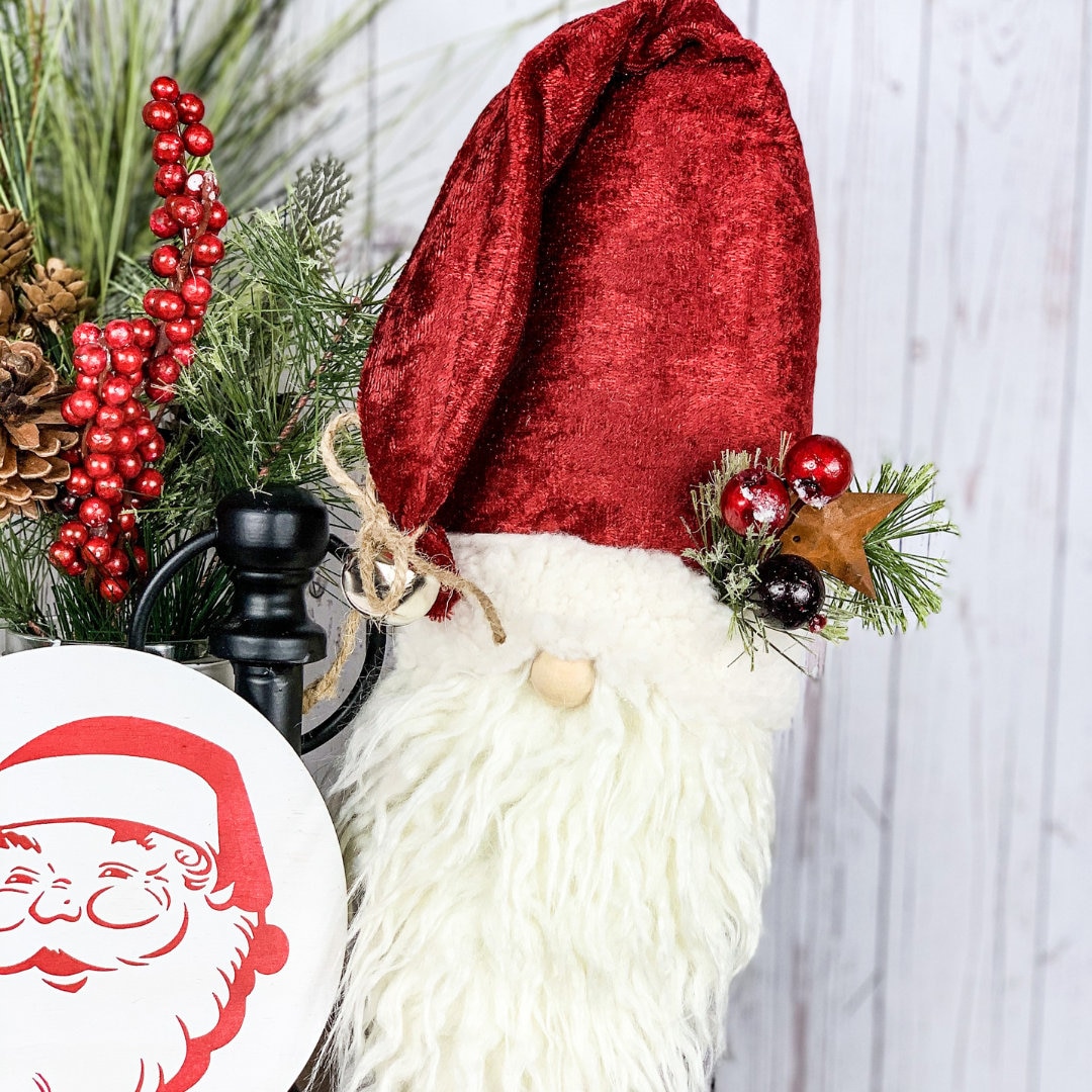 Santa Gnome, Winter Gnome, Farmhouse Style Gnome, Red Gnome, Christmas ...
