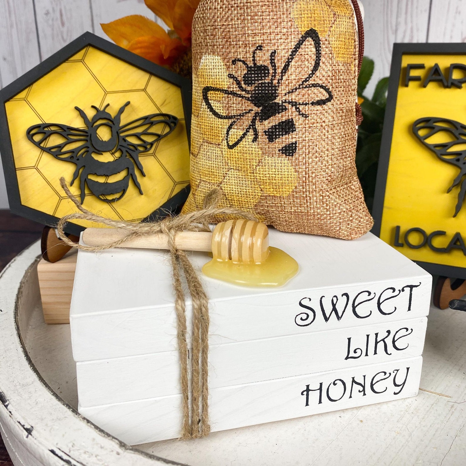 Bee Decor Small Burlap Bag Honey Bee Bag Bumble Bee Tiered - Etsy