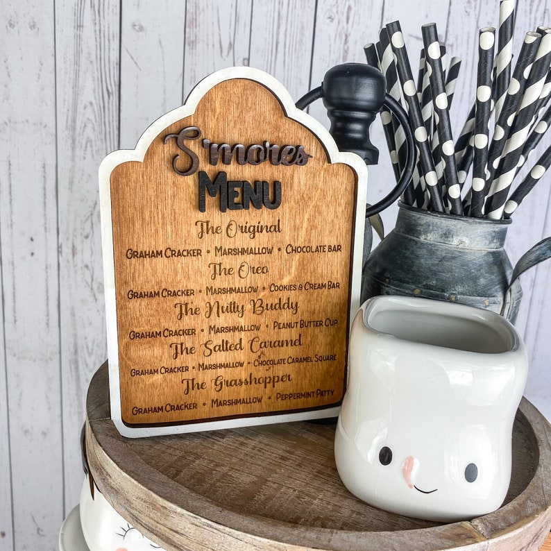 Smore Menu Sign Summer Decor S'mores Tiered Tray Set - Etsy