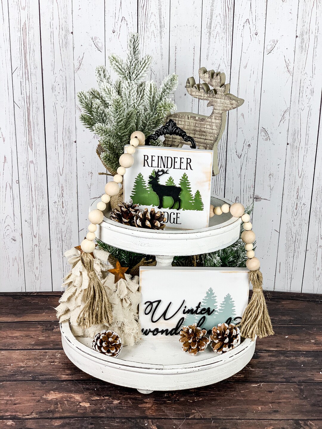 Farmhouse Christmas Tree, Rustic Christmas Decor, Christmas Tiered Tray ...