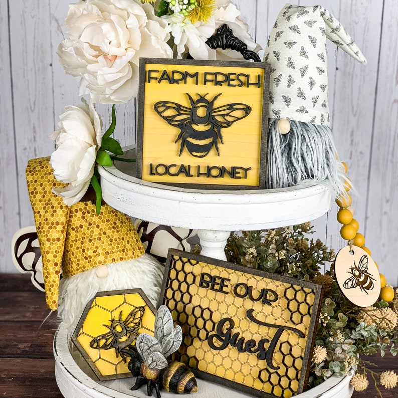 Bee Decor Small Burlap Bag Honey Bee Bag Bumble Bee Tiered - Etsy