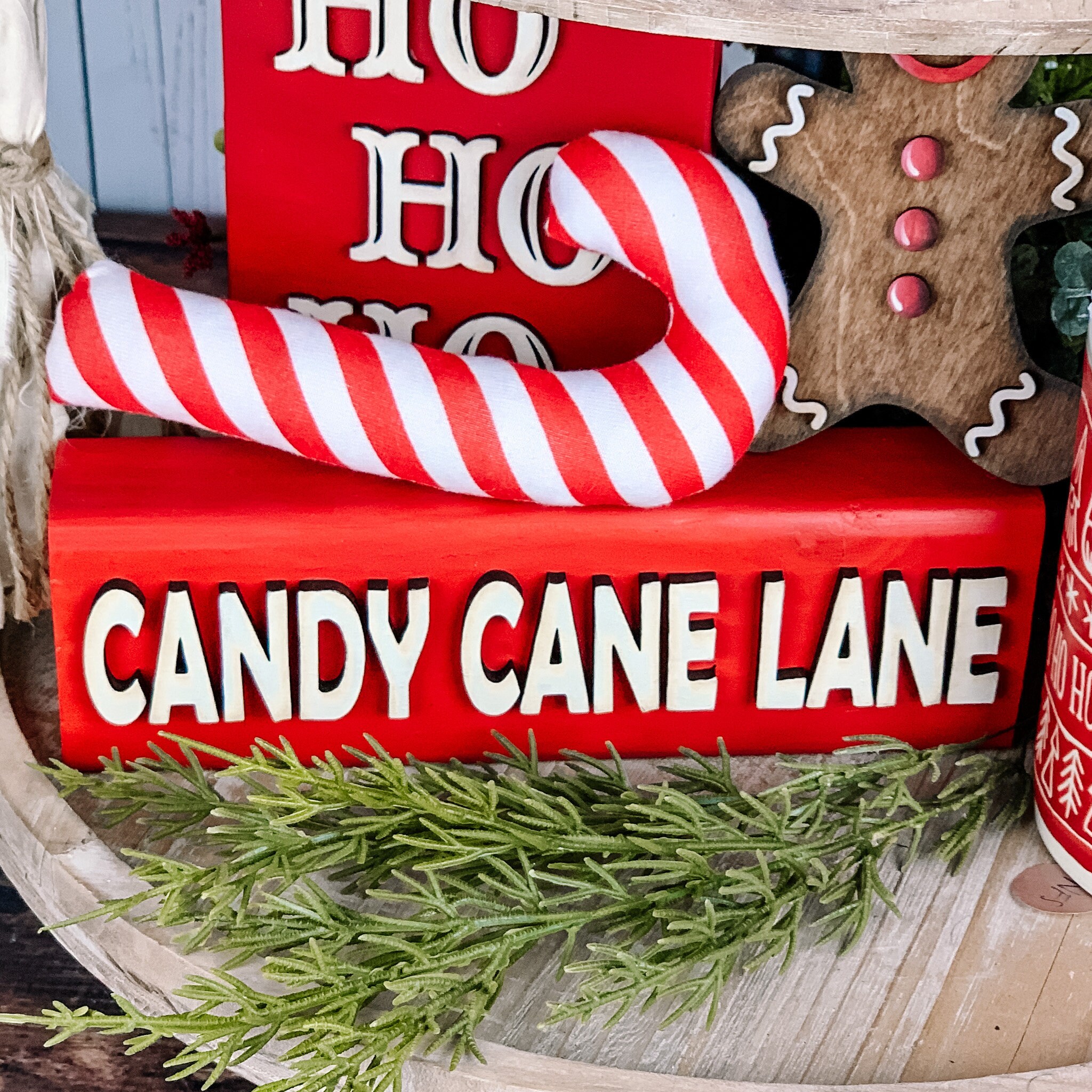 Candy cane signs Christmas Decor 3D signs Tiered Tray | Etsy