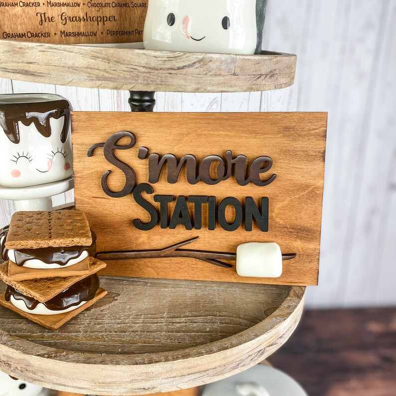 Smore Menu Sign Summer Decor S'mores Tiered Tray Set - Etsy