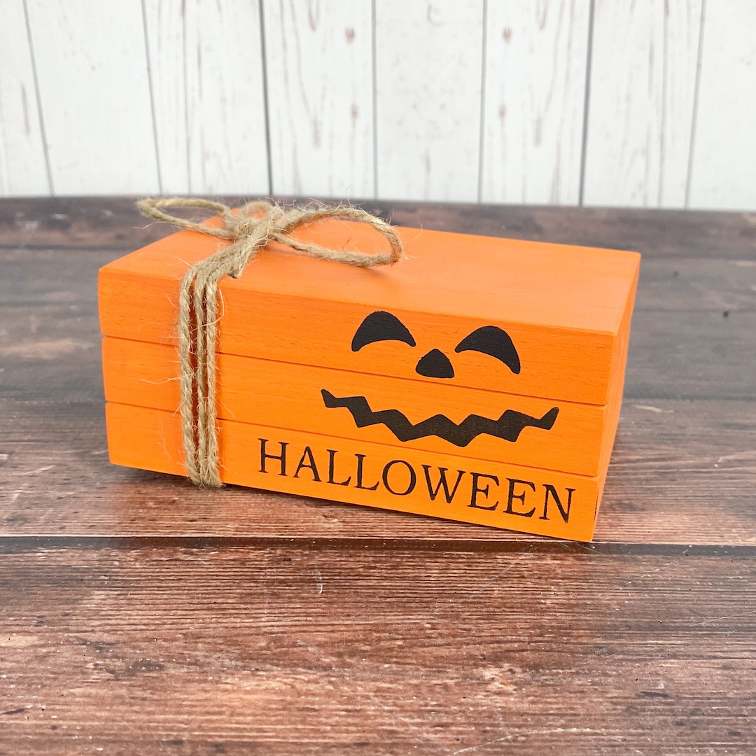 Halloween Faux Book Stack: Rustic Painted Book Decor - Etsy