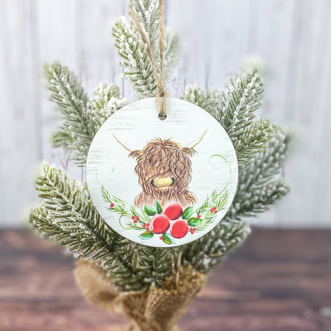 Highland Cow Christmas Ornament, Rustic Holiday Decor, Rustic Christmas ...
