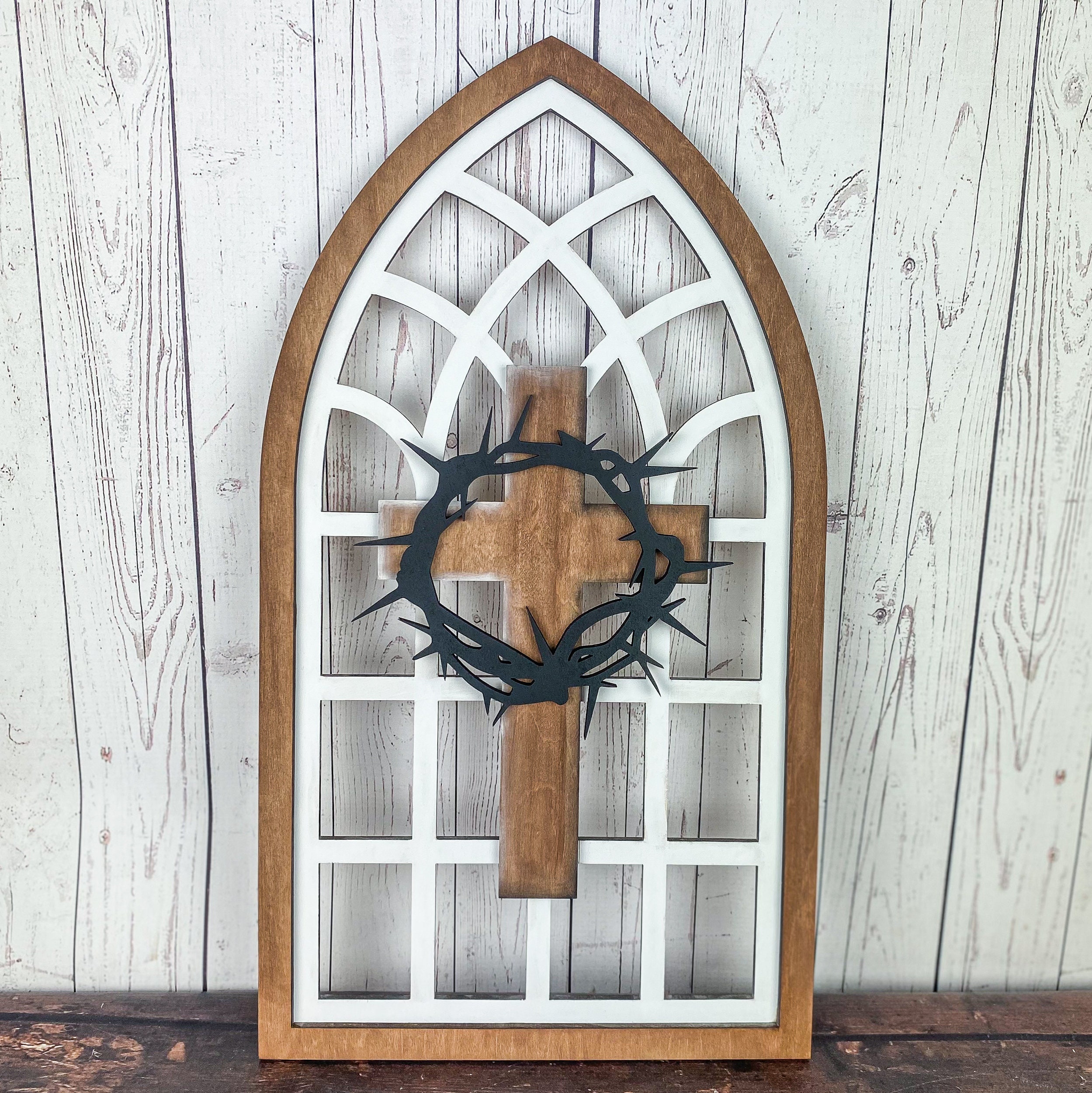 Farmhouse Cathedral Window Frame: Rustic Christian Decor - Etsy