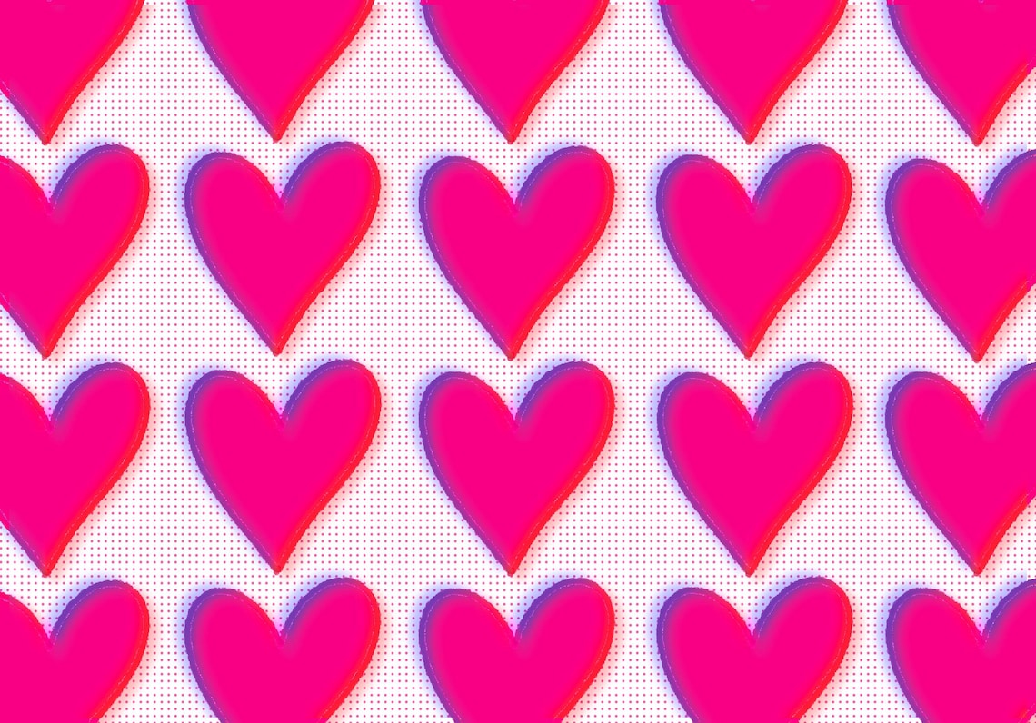 Pink Neon Hearts Digital File - Etsy