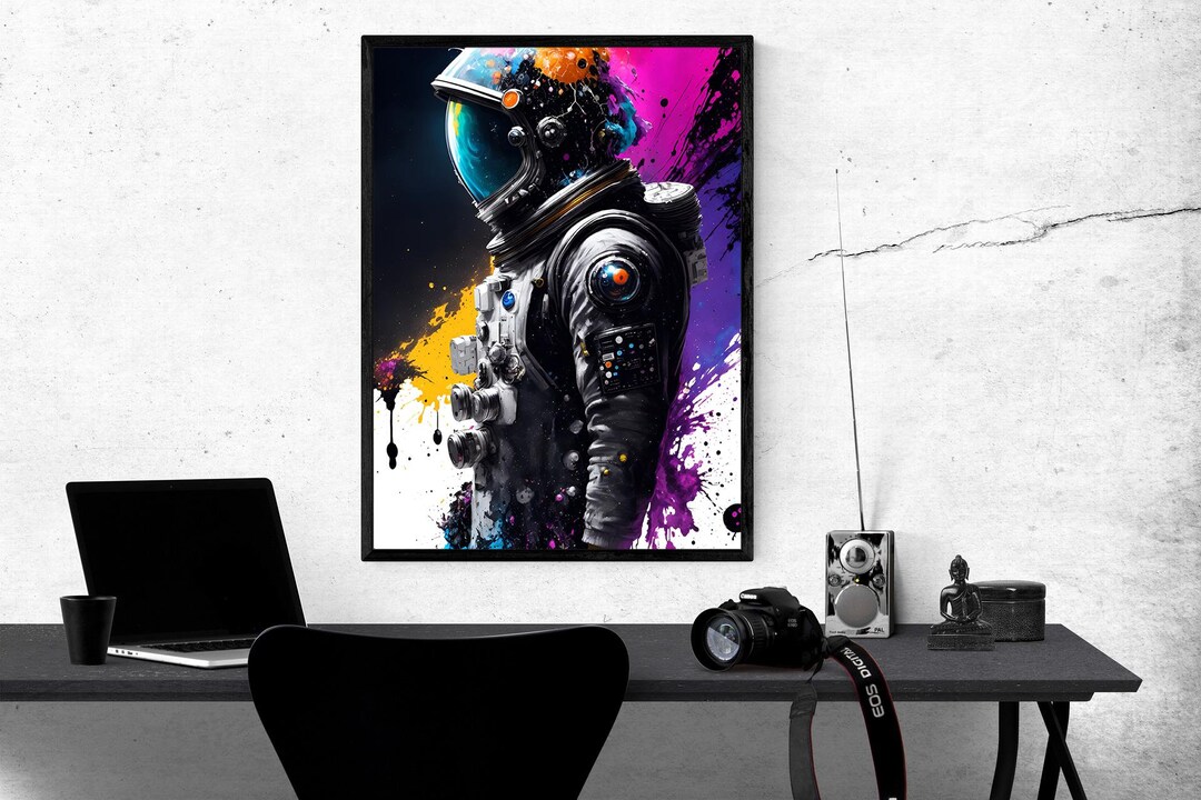 Space Astronaut Abstract Art Digital Download Cosmic Splatter Wall Art ...