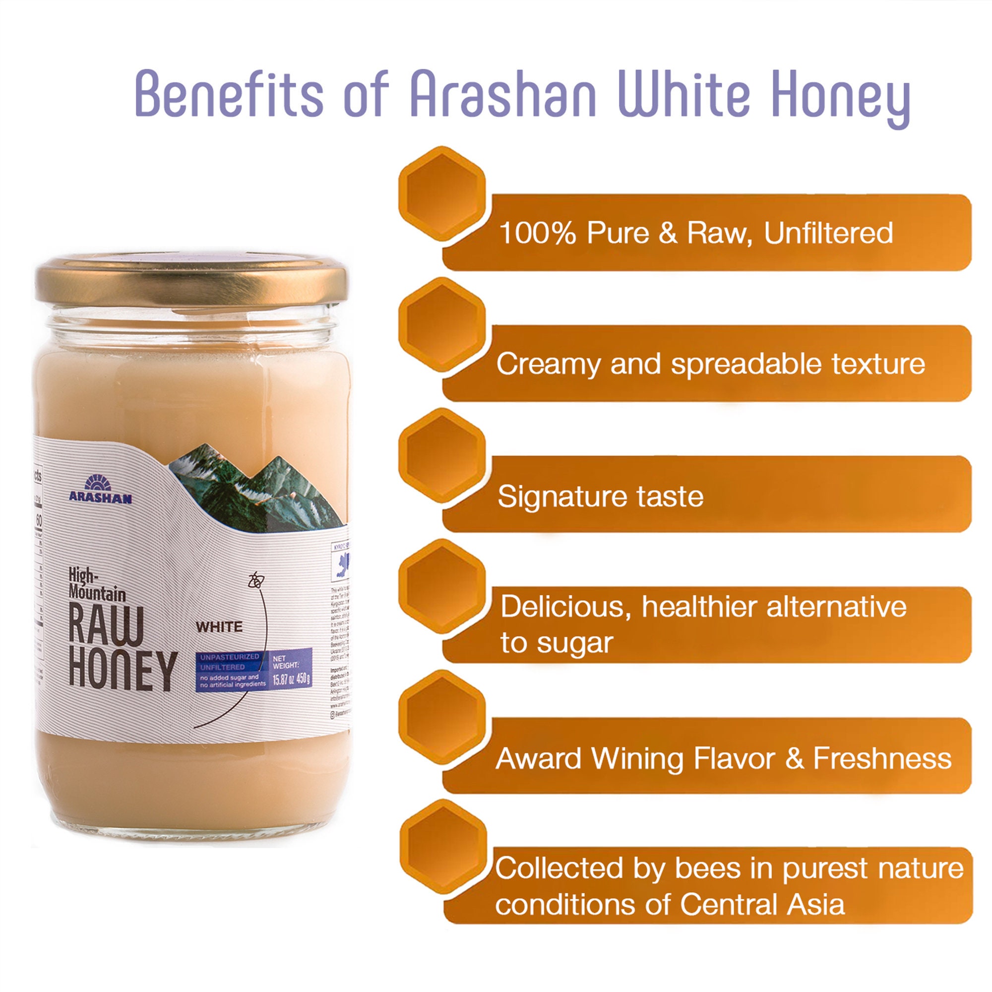 Arashan White Honey Raw Unfiltered Honey Organic 15.87 - Etsy