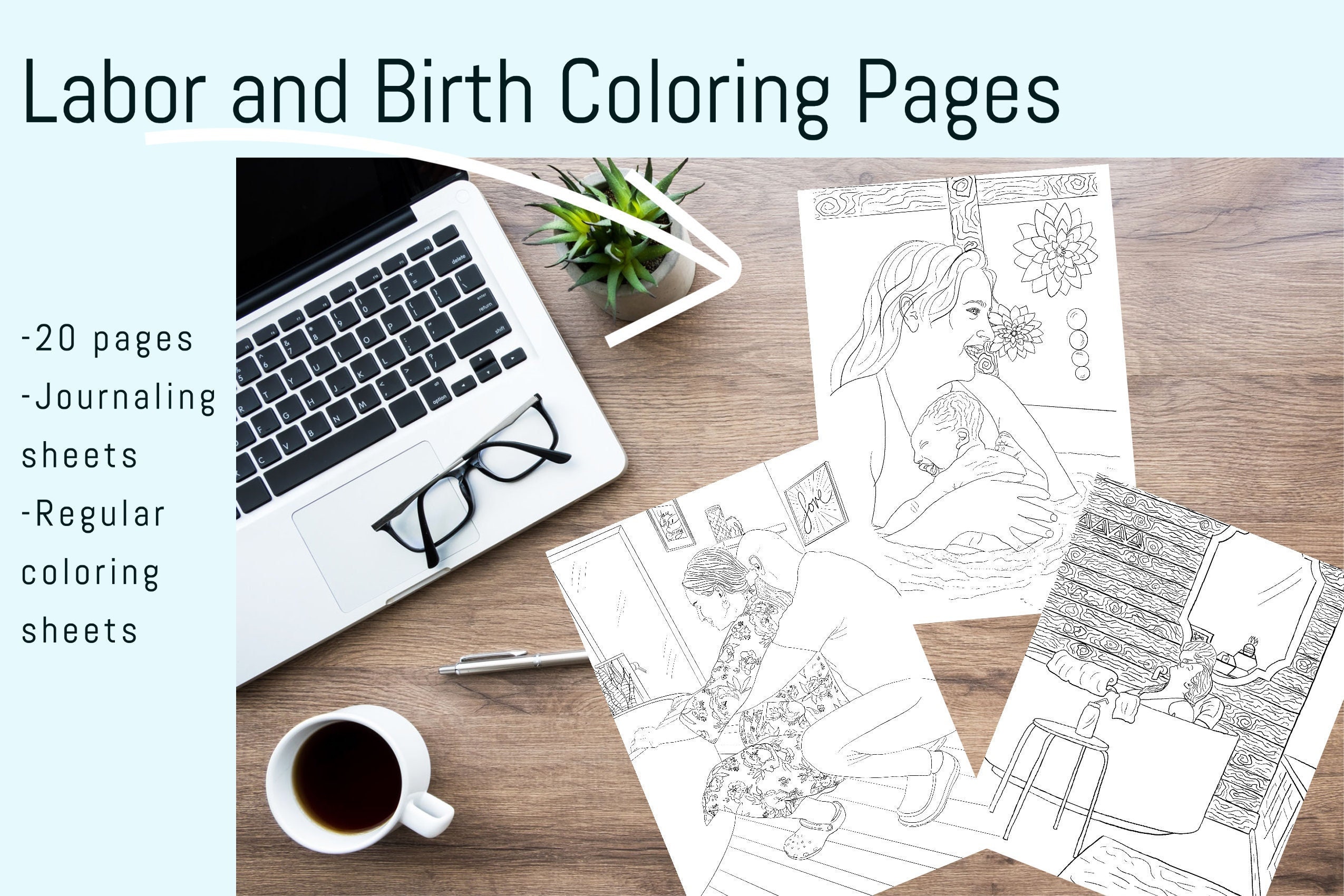 Labor and Birth Coloring Pages - Etsy