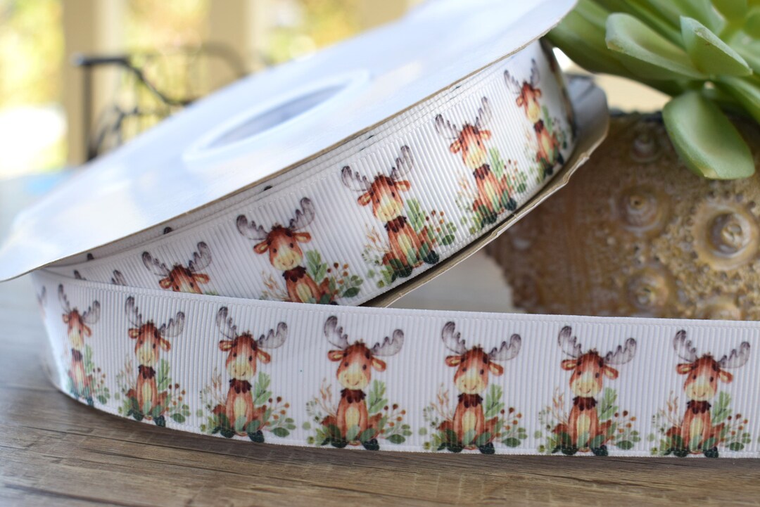 Moose Grosgrain Ribbon, Moose Animal Baby Ribbon, Woodland Animal ...