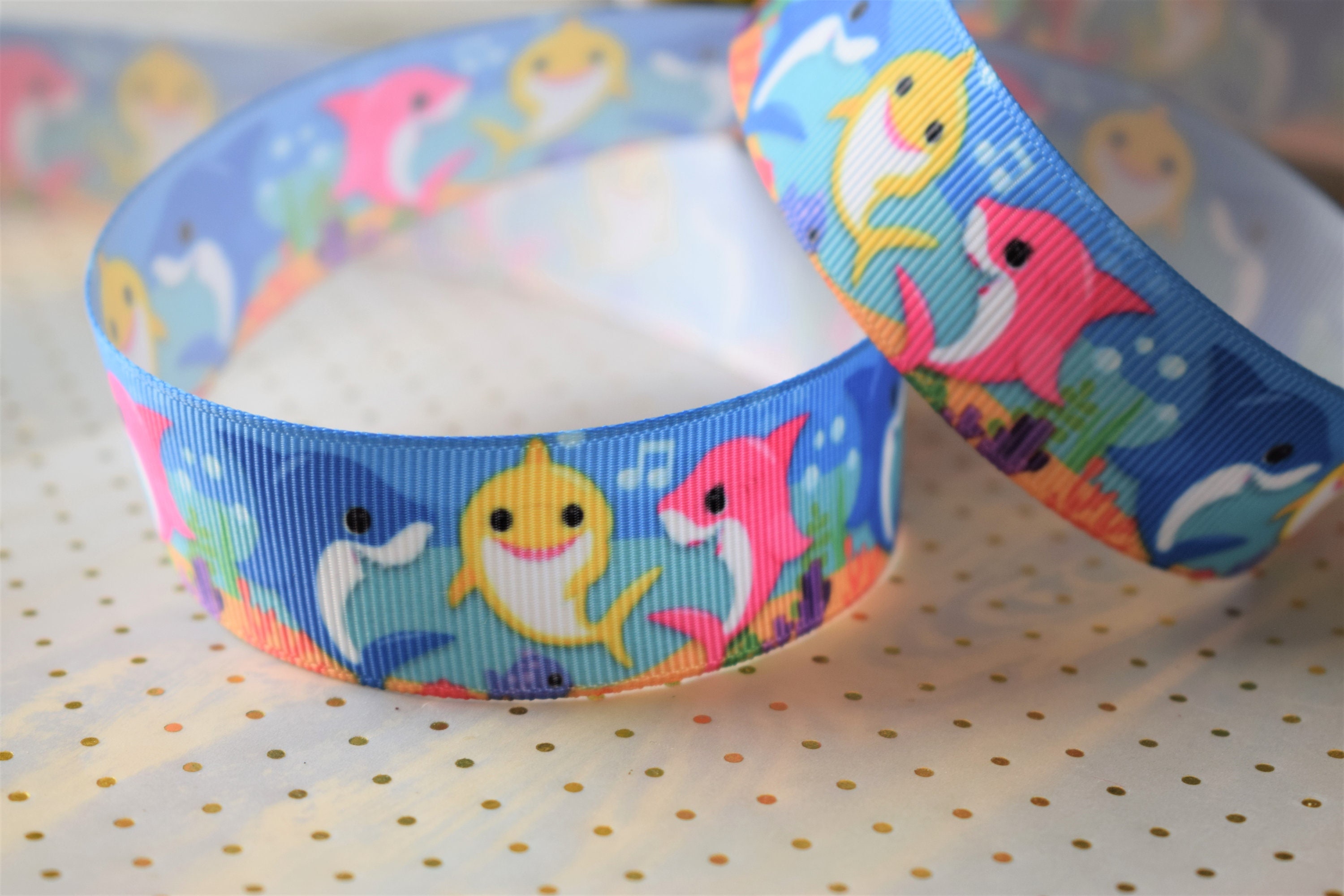 Baby Shark Ribbon Under the Sea Ribbon Grosgrain Ribbon | Etsy