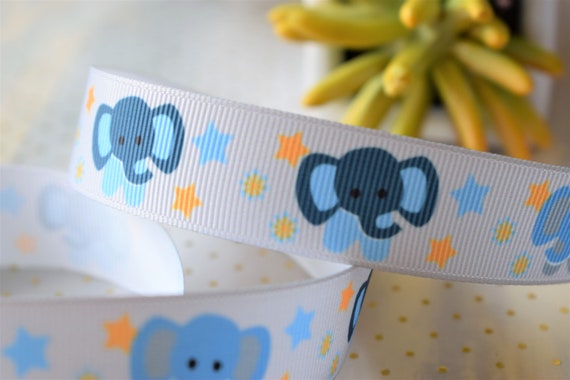 Blue Elephant Baby Shower Ribbon Boy Baby Elephant Ribbon | Etsy