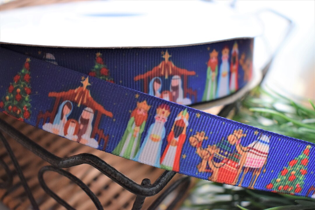 Nativity Grosgrain Ribbon, Nativity Ribbon, 3 Three Wise Men Ribbon ...