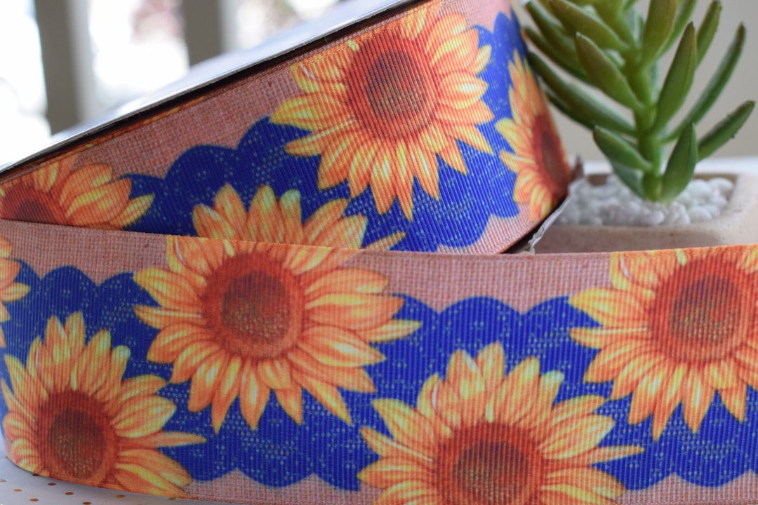 Sunflower Blue Lace Rustic Ribbon, Rustic Sunflower Ribbon, Sunflower ...