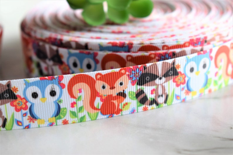 Woodland Ribbon Animal Baby Ribbon Animal Grosgrain Ribbon - Etsy