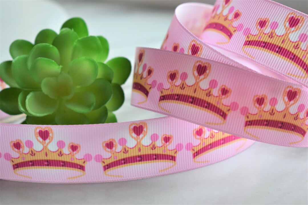 Pink Crown Baby Shower Ribbon, Girl Crown Ribbon, Crown Ribbon, Pink ...