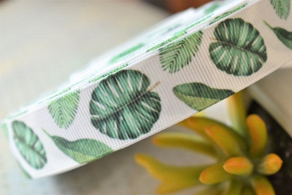 Green Leaf Ribbon Leaf Greenery Ribbon Green Grosgrain | Etsy