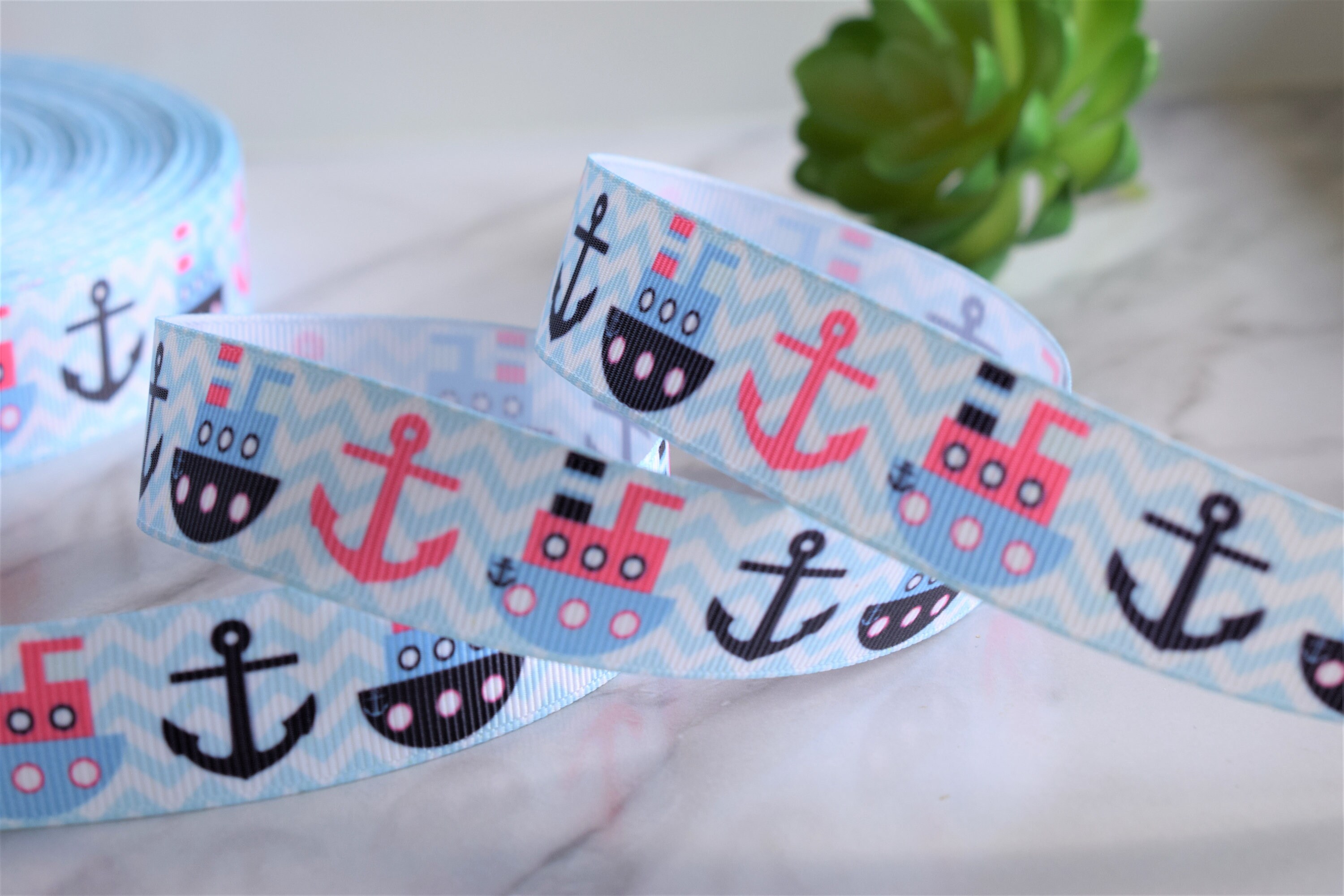 Nautical Baby Shower Ribbon Pink Navy Ribbon Navy Pink | Etsy